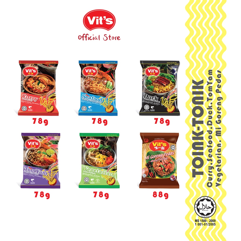 Vit's Instant Noodles Flavour Loose Pack (1 Keping) Curry/Tomyam ...