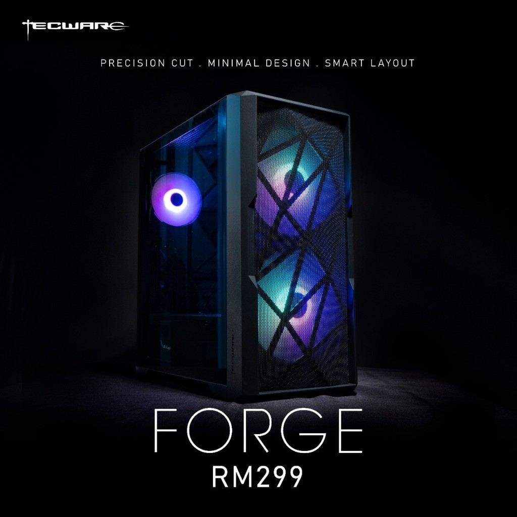 TECWARE FORGE TG BLACK ATX GAMING CASE | Shopee Malaysia