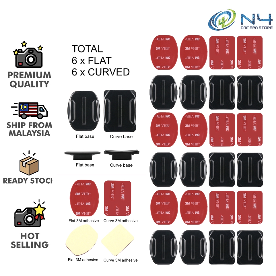 GoPro Accessories Sticker Flat Curved Adhesive 3M VHB Mount surfboard ...