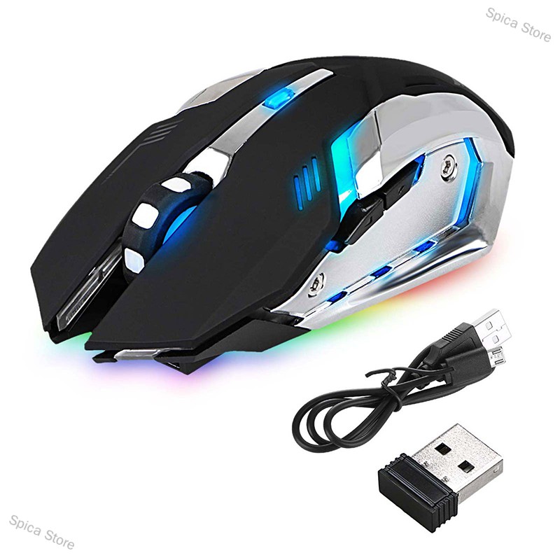 Wireless Gaming Mouse LED Wireless Optical Gaming Mouse Rechargeable X7 ...
