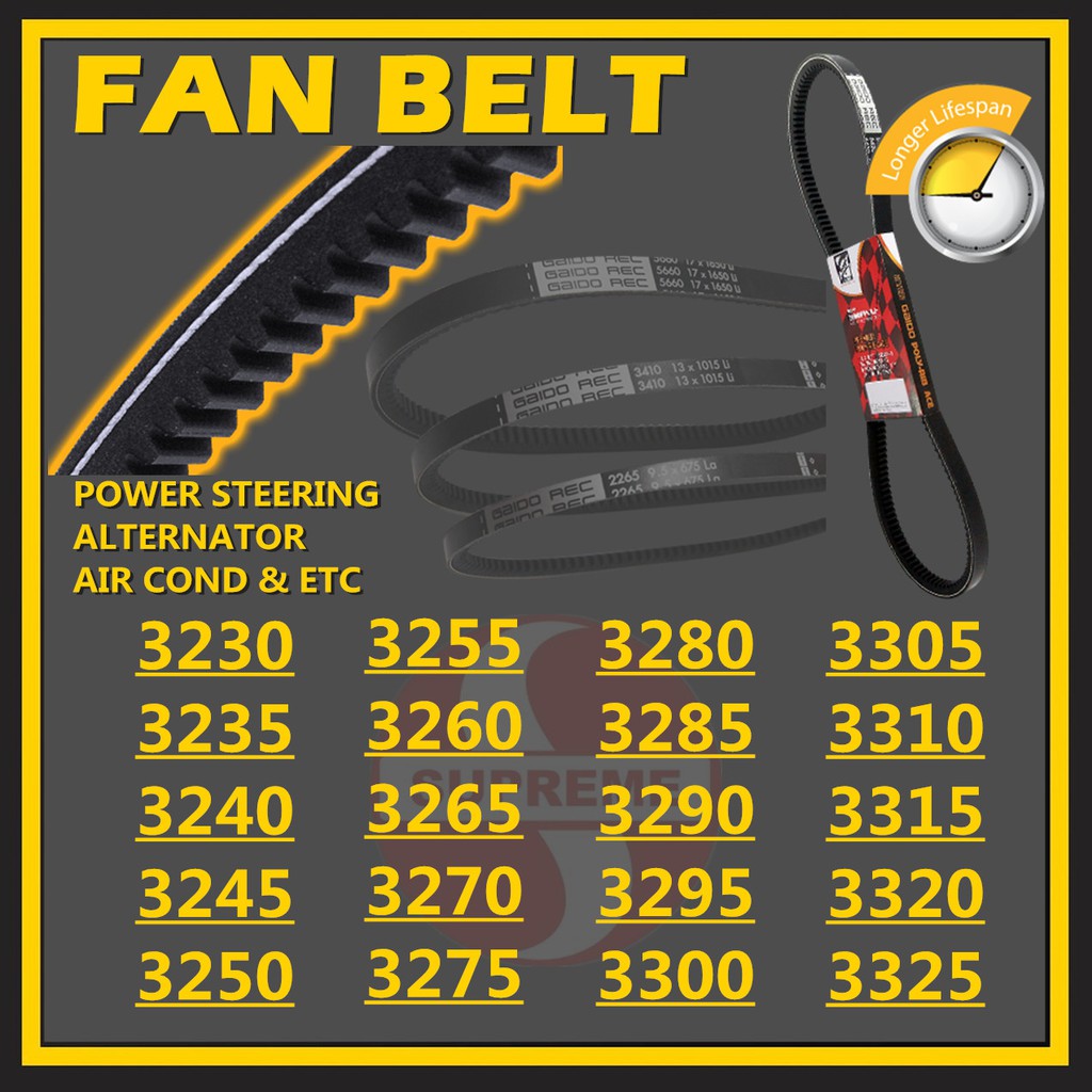 Fan Belt 3230 3235 3240 3245 3250 3255 3260 3265 3270 3275 3280 3285 ...