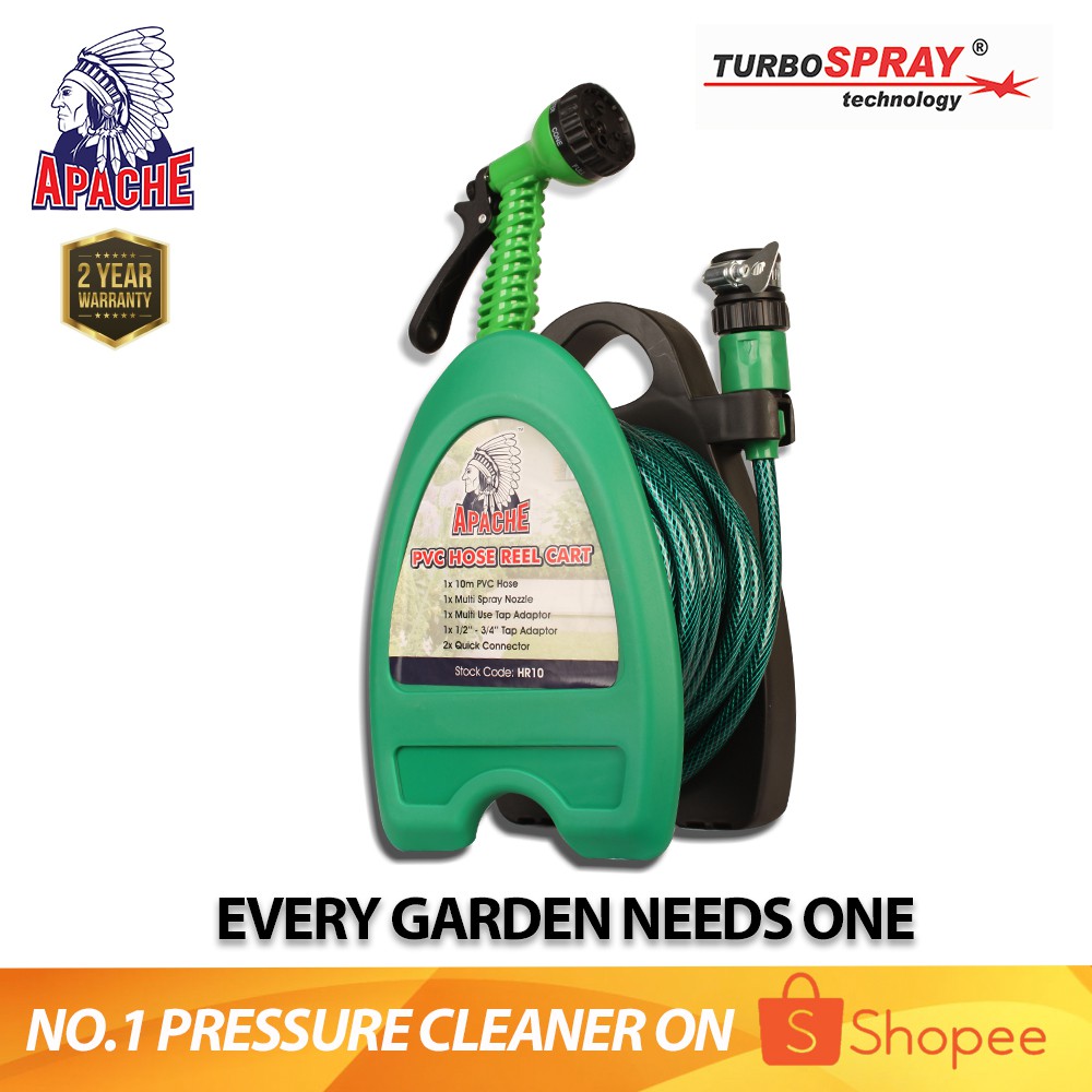 APACHE TurboSpray HR10 Hose Reel Set Garden Water Inlet Supply Suitable ...