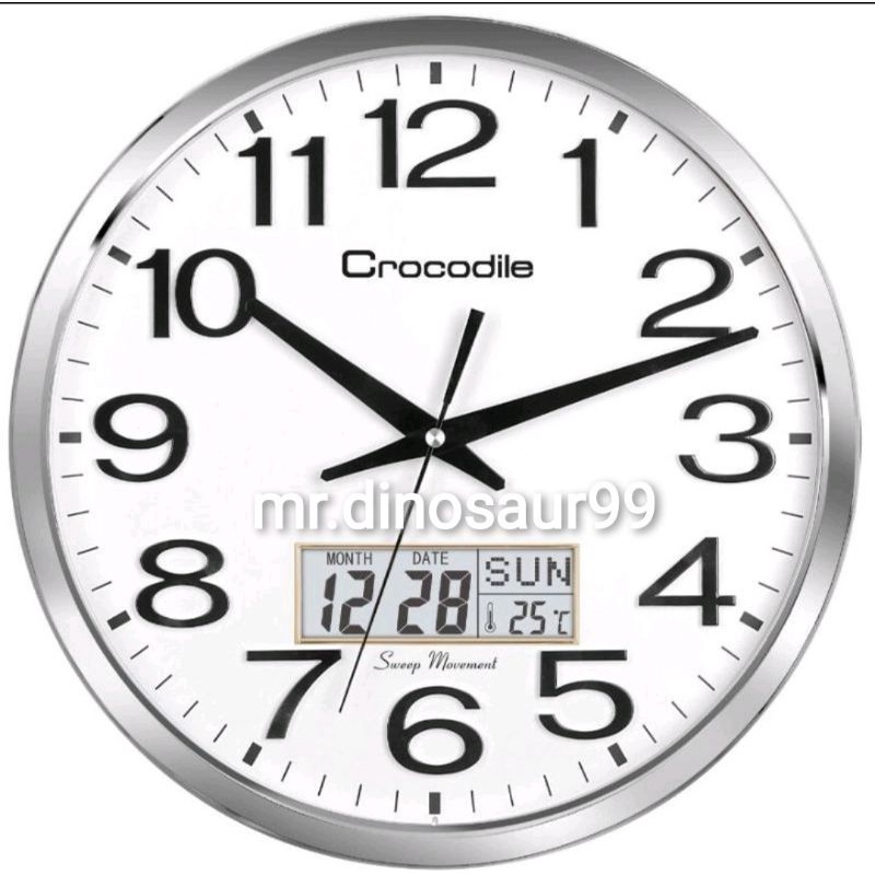 100% Authentic CROCODILE sweep Movement Calendar Wall Clock date day ...