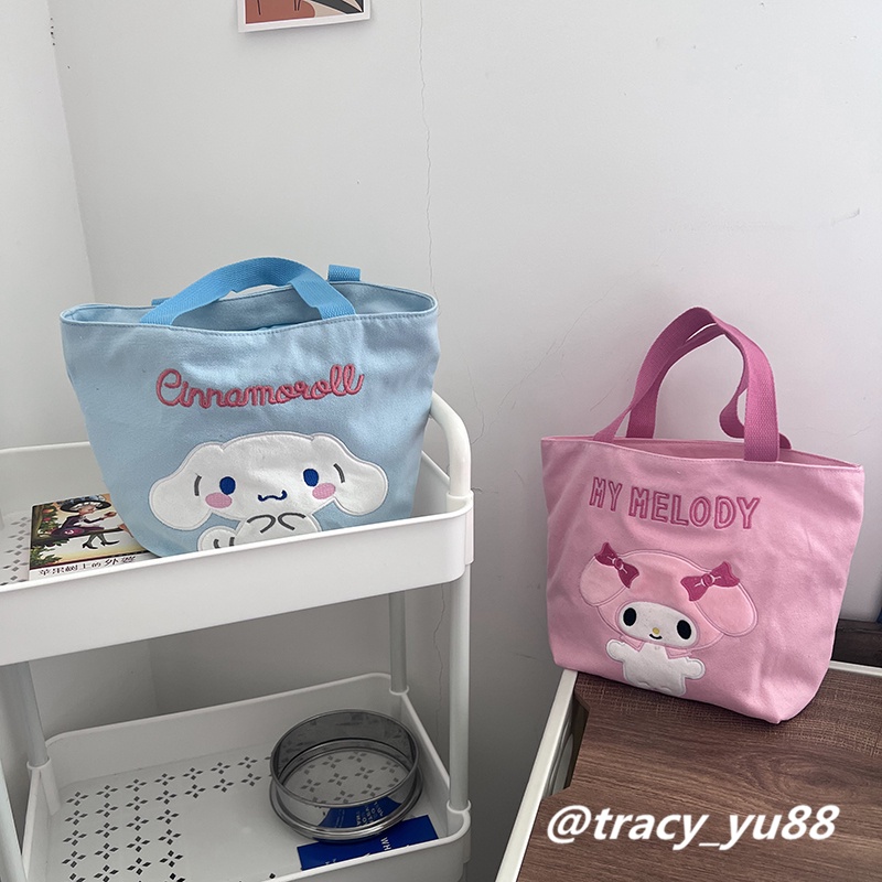 Kawaii Anime Sanrio Handbag Kuromi Melody Pom Purin Cinnamoroll Canvas ...