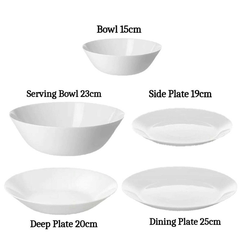OFFER SET PINGGAN MANGKUK KACA PUTIH VIRAL/ SET MAKAN/ Plate / Side ...