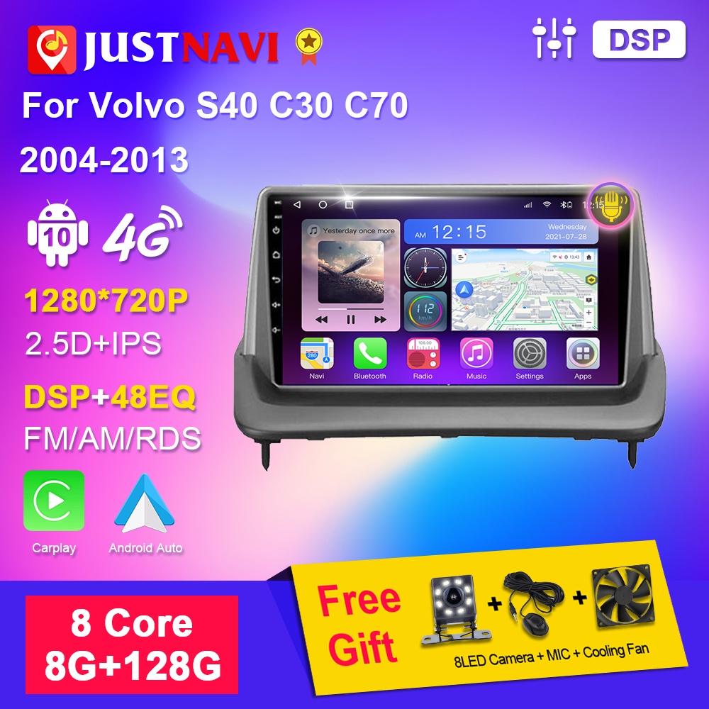 JUSTNAVI Autoradio For Volvo S40 C30 C70 2004-2013 Android Car Radio ...