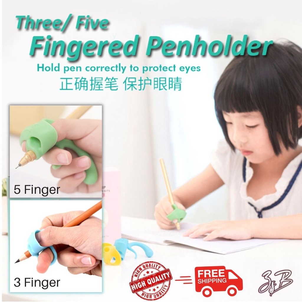 💥Ready Stock💥3/5 Finger Pencil Holder for Kids, pencil grip silicon ...