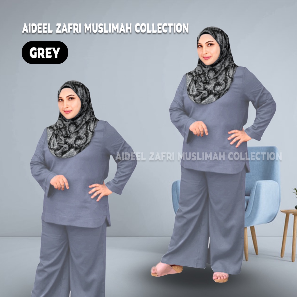 Plus Size Muslimah Suit Blouse with Pants Set (Breast Feeding Friendly ...