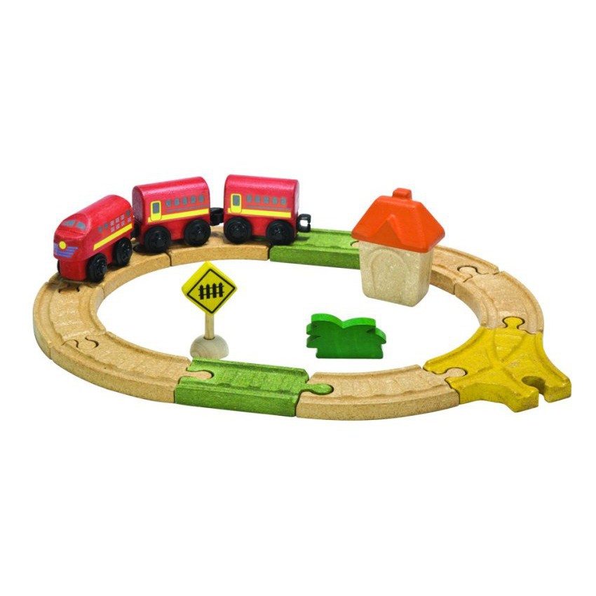 PlanToys Wooden Toys Planing Oval Railway Circle Train Set (3y ...