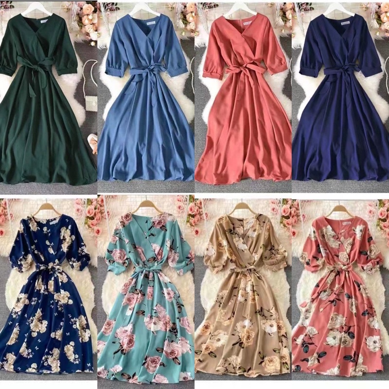 HQT FASHION AUSTIN ELEGANT SEXY PLAIN & FLORAL DRESS FIT MEDIUM UP TO ...