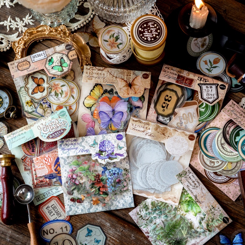 ENWEI 40 Pcs Retro Images Series Vintage Journal Stickers Scrapbooking ...