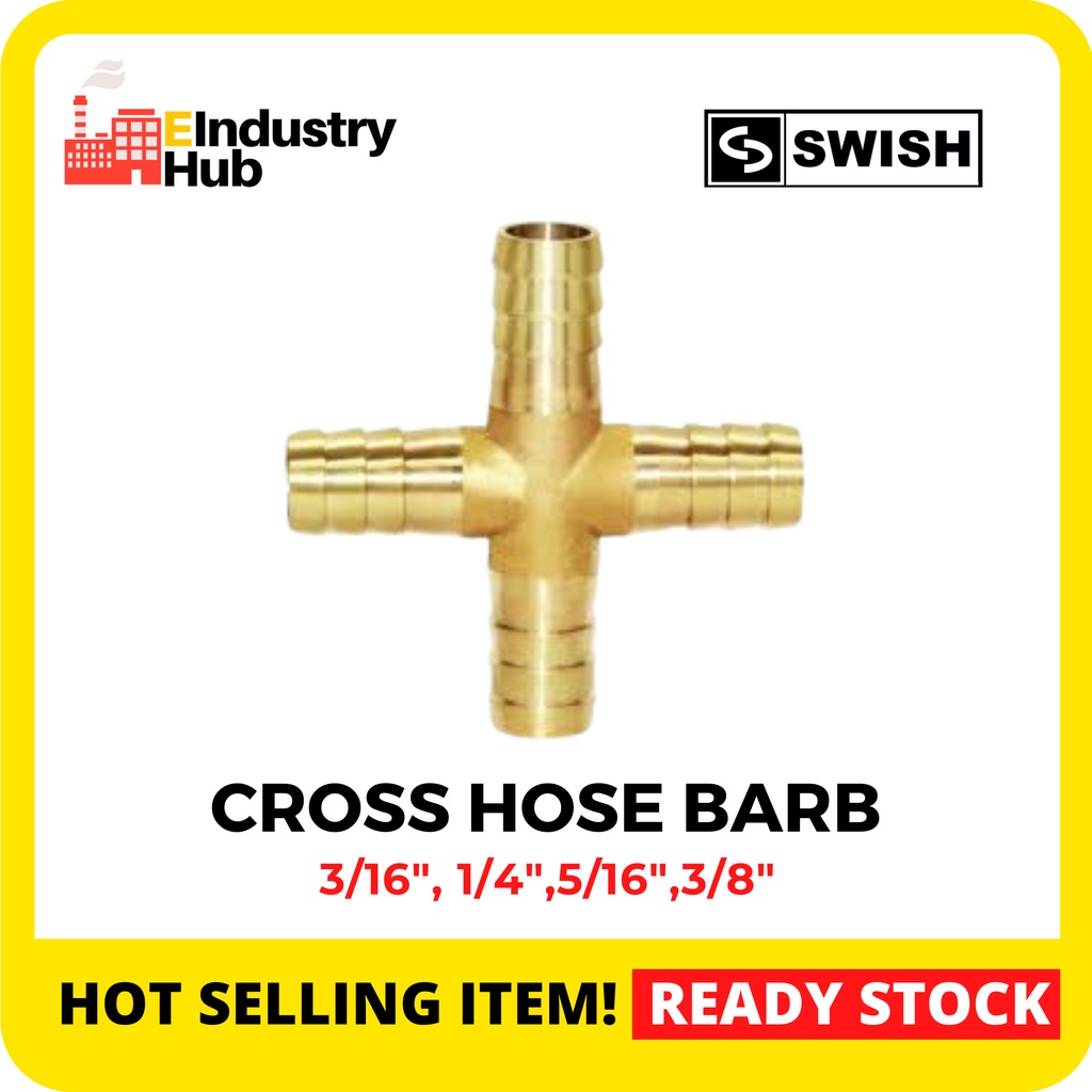 Cross Hose Barb BXB Hose Threaded Fitting Brass Hose Fitting (1/4",3/8 ...