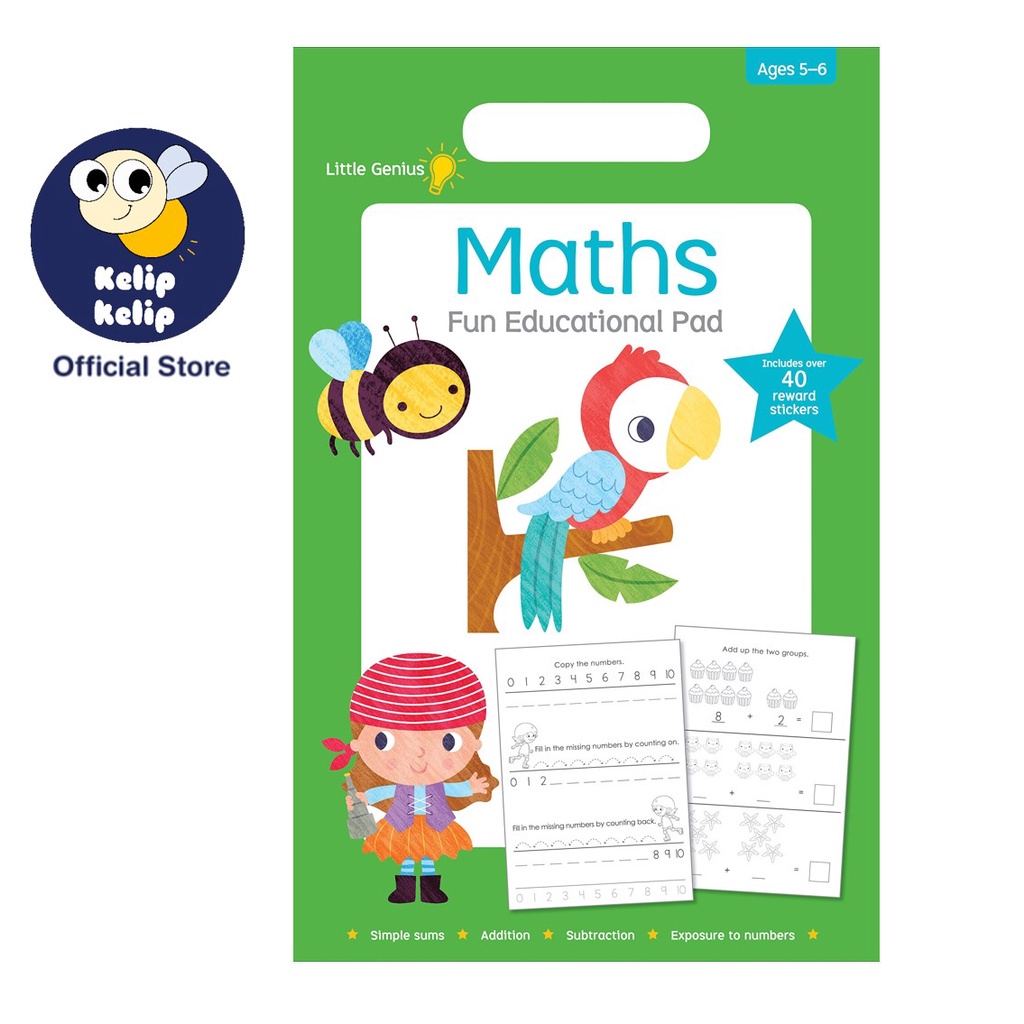 Little Genius Math Fun Educational Pad Activity Book Full With 48 Pages ...