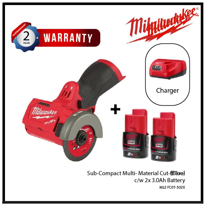 M12 FCOT-302X FUEL Sub-Compact Multi-Material Cut-off Tool c/w 3.0Ah ...