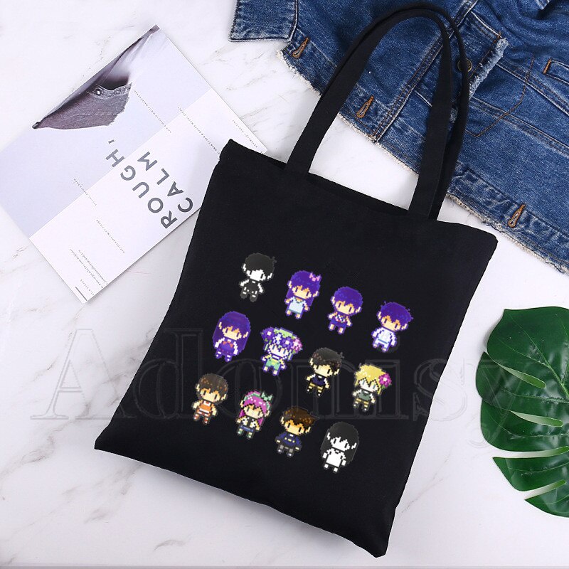 Omori Print Canvas Tote Black Bags Harajuku Casual Female Girl Tote Eco ...