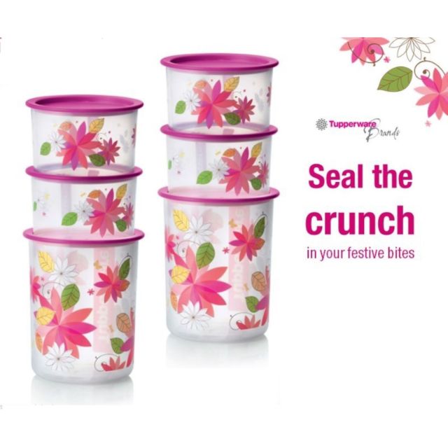 Tupperware One Touch Pink Blossom Half Set | Shopee Malaysia