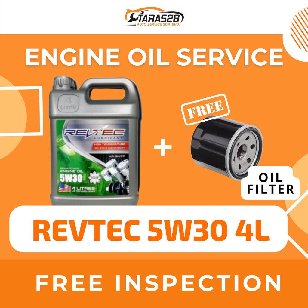 [REVTEC 5W30 4L] ENGINE OIL SERVICE + FREE OIL FILTER + FREE INSPECTION ...