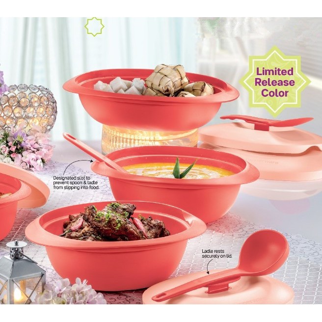 Tupperware Coral Blooms Serveware Set (3pc) | Shopee Malaysia