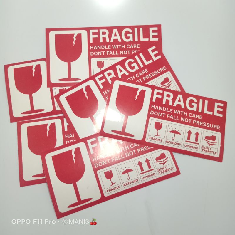 Fragile Sticker Big Label / Stiker Mudah Pecah / Fragile Sticker 13x7cm ...