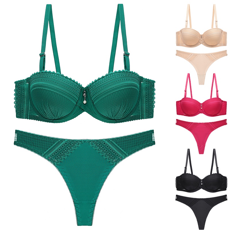 New Arrived 2022 sexy solid bra set for women thong Push up lace ...