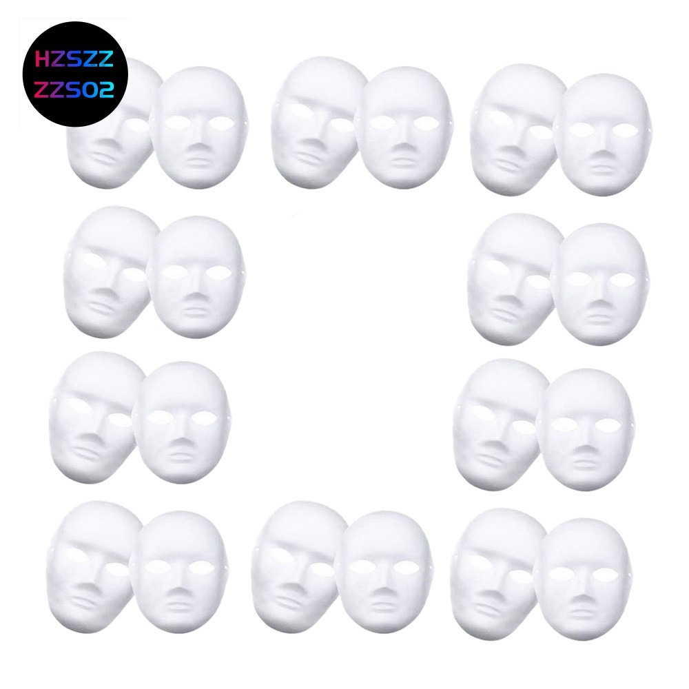 White Mask,12Pcs Halloween Full Face Mask Blank DIY Mask Dance Cosplay ...