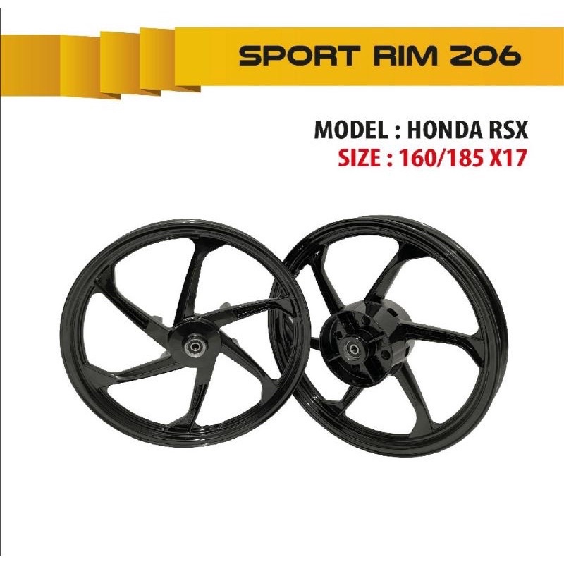 ENKEI CNC RIM HONDA RS-X BUNGA LAWANG PNP BLACK-GOLD 1.60/1.85-17 ...