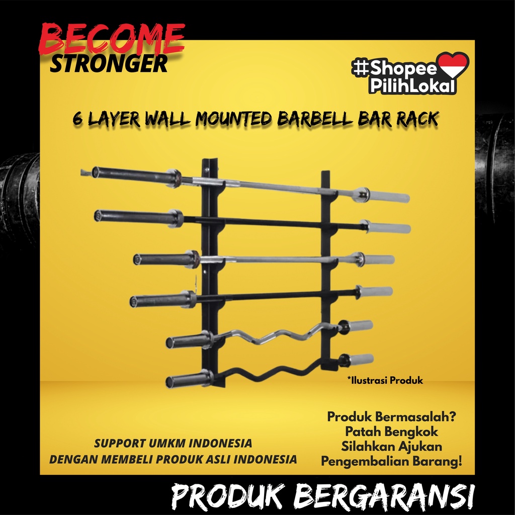 Rack Stick Bar 6 Layer Wall Barbell Bar Rack Storage Bar Rack Storage ...