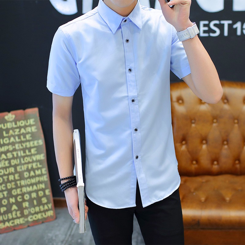 READY STOCK! Fashion Casual Baju Lelaki Slim Fit Kemeja Lelaki Summer ...