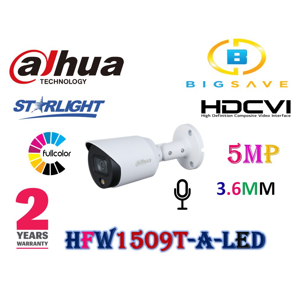 Dahua 5mp Hfw1509t A Led Full Color Starlight Analog Outdoor Bullet