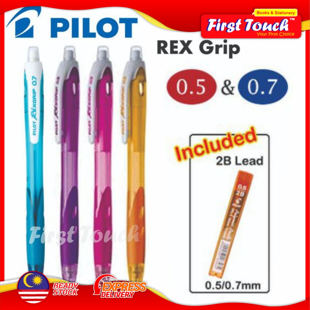 PILOT REXGRIP Mechanical Pencil (0.5mm / 0.7mm) with 1 Free Pilot 2B Pencil Lead HRG10R5/HRG10R7 ...