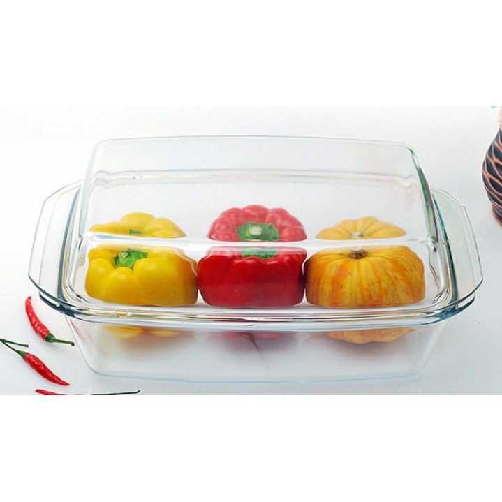 Rectangle Glass Casserole With Cover 3L/5L /7L | Shopee Malaysia