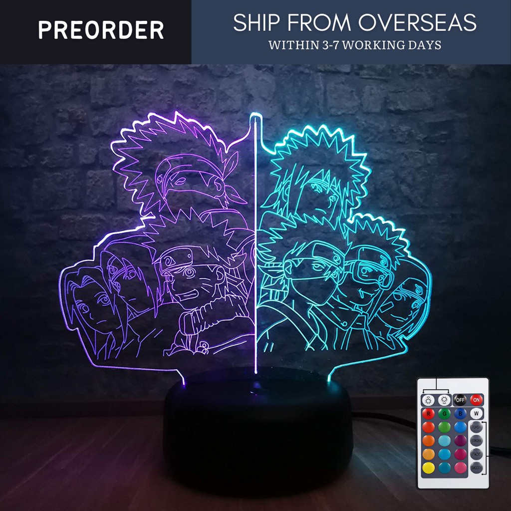 HLN LED Night Light Naruto Uzumaki Team 7 Sasuke Kakashi Hatake Kids ...