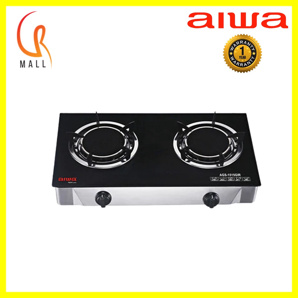 (OFFER) AIWA AGS-1515GIR INFRARED DOUBLE TABLE TOP GLASS HOB GAS STOVE ...