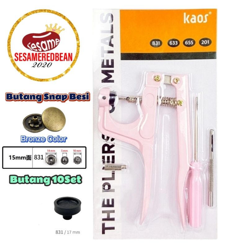 Alat Pasang Butang Besi 831 15/17mm Metal Snap Button Plier Hand Tool ...