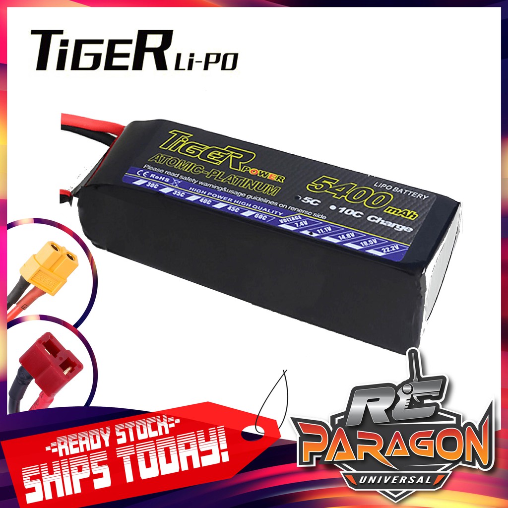 [Official 30 Days Warranty] TIGER 2S-6S RC Lipo Battery 4500 5400mah 7 ...