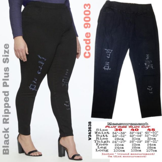 Ripped jeans plus size 2XL to 4XL black color | Shopee Malaysia