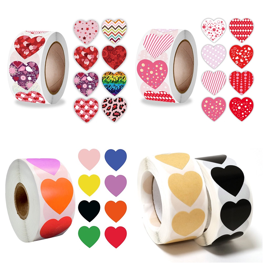 500 Pcs/Roll Colorful Heart Stickers 2.5cm Envelope Sealing Labels Diy ...
