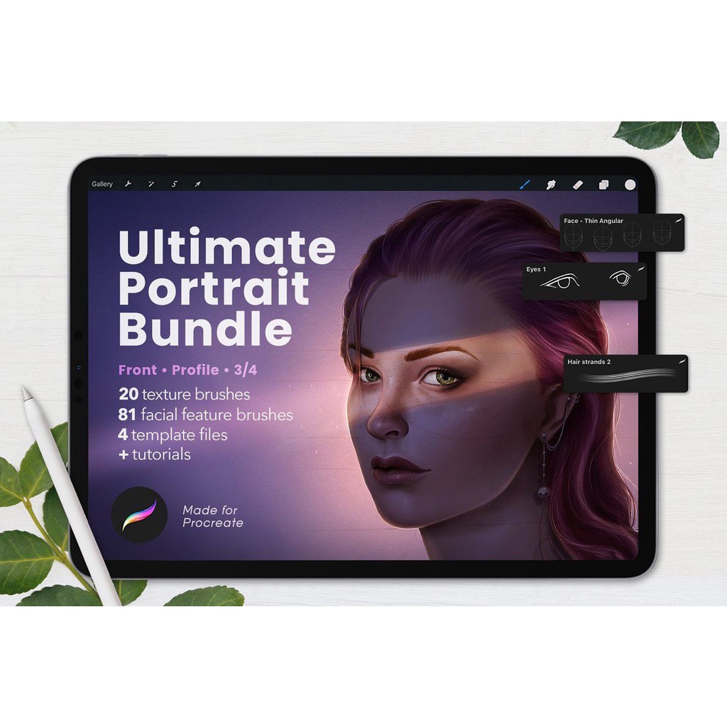 [P70] Procreate Ultimate Portrait Bundle by Genevieve | Facial Face Procreate Brushes ...