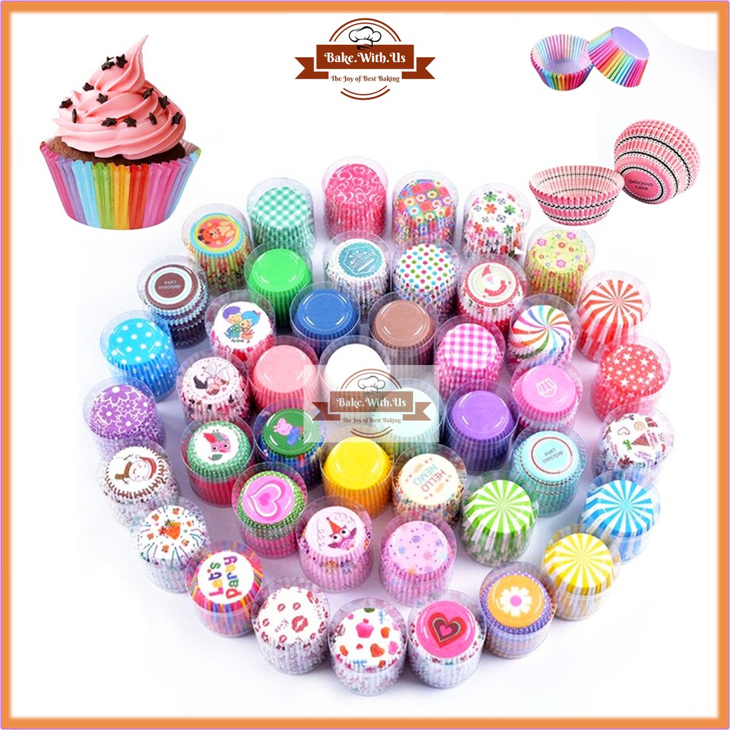 100±pcs Muffin Colorful Cupcake Paper Cups Cake Baking Box Cup Case Cup ...