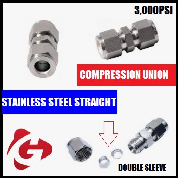 [SS-LOK FITTINGS] STAINLESS STEEL 316 UNION STRAIGHT CONNECTOR, DOUBLE ...