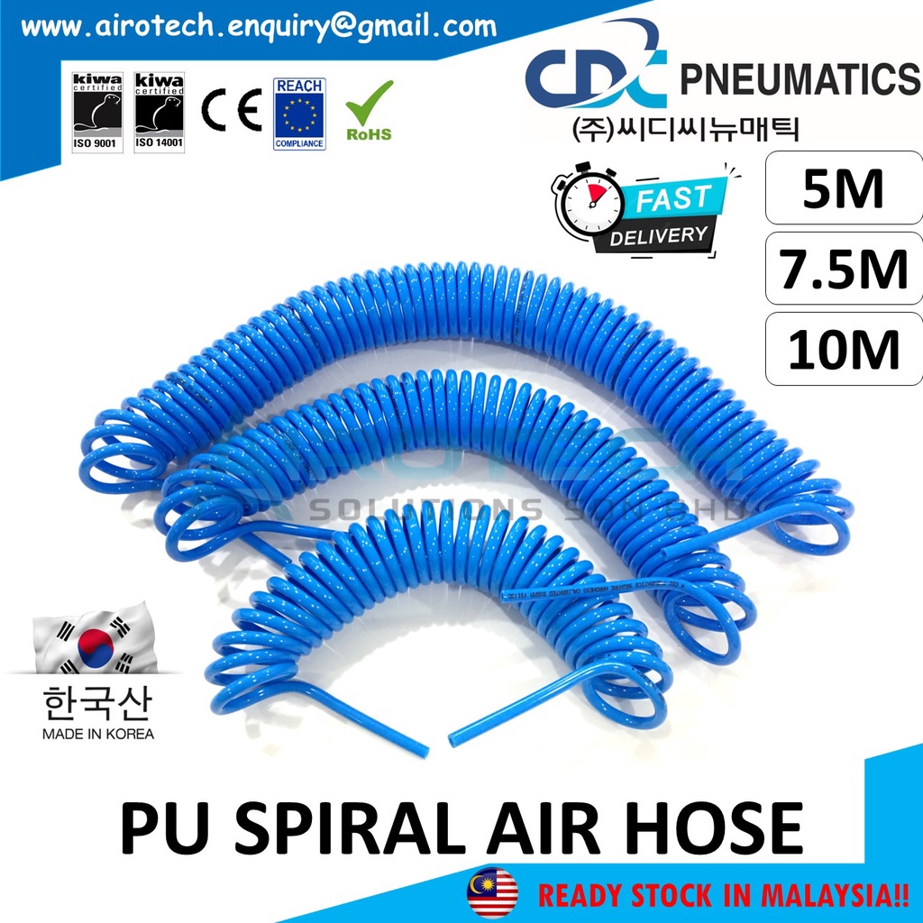 CDC Pneumatics [MADE IN KOREA] PU Spiral Air Hose Pneumatic Spring Tube ...