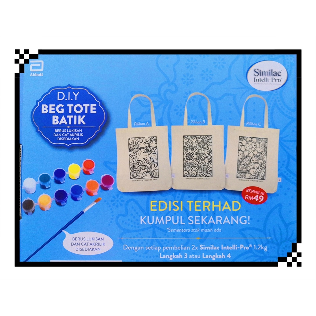 D.I.Y BEG TOTE BATIK AND BERUS LUKISAN DAN CAT AKRLIK DISEDIAKAN ...