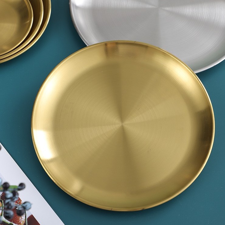 LUXURY STAINLESS STEEL ROUND KOREA PLATE / SERVING PLATE / DINNER PLATE ...