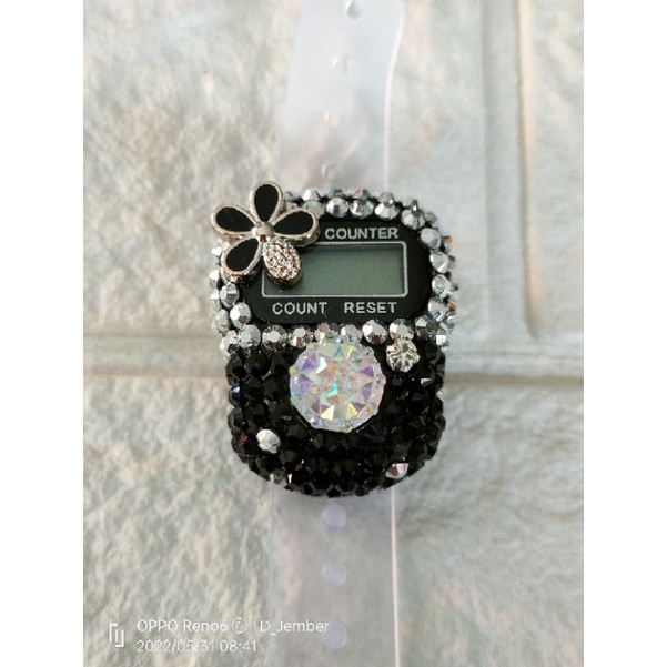 HITAM [GJBR] Ombre BLACK TOTOL SILVER FLOWER GLITTER STARLIGHT ...