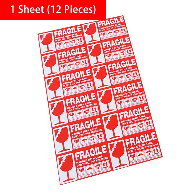 𝐄𝐀𝐒𝐘 𝐏𝐄𝐄𝐋𝐈𝐍𝐆 Fragile Sticker 9 cm x 5 cm Warning Packaging Courier ...
