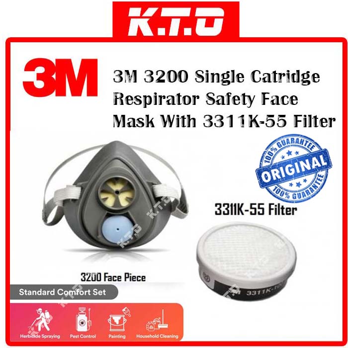 3M 3200 + 3M 3311K-55 including Half Facepiece Single Cartridge Respirator + Organic Vapour ...