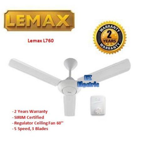Lemax L760 Regulator Ceiling Fan 60'' (SIRIM) - 3 Blade/5 Speed ...