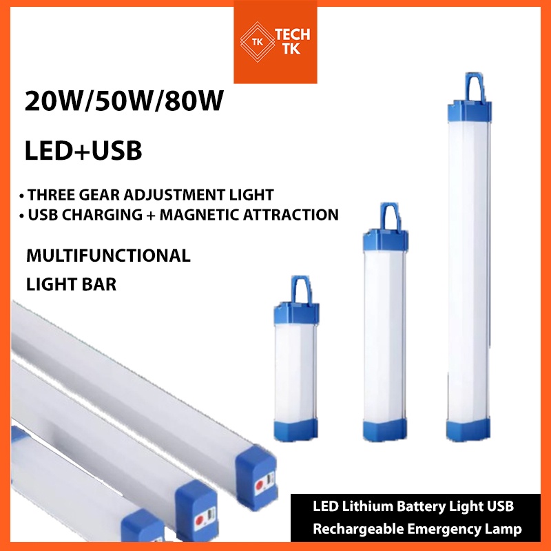 [ READY STOCK ] LED Lithium Battery Light USB Rechargeable Emergency ...