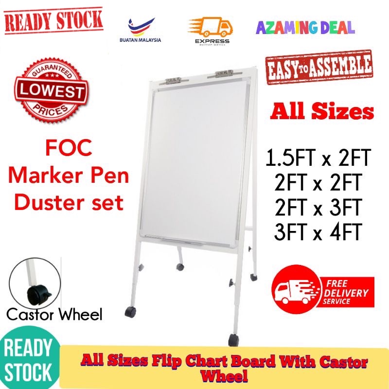 High Quality Flip Chart Magnetic Whiteboard With Roller/ Papan Putih ...