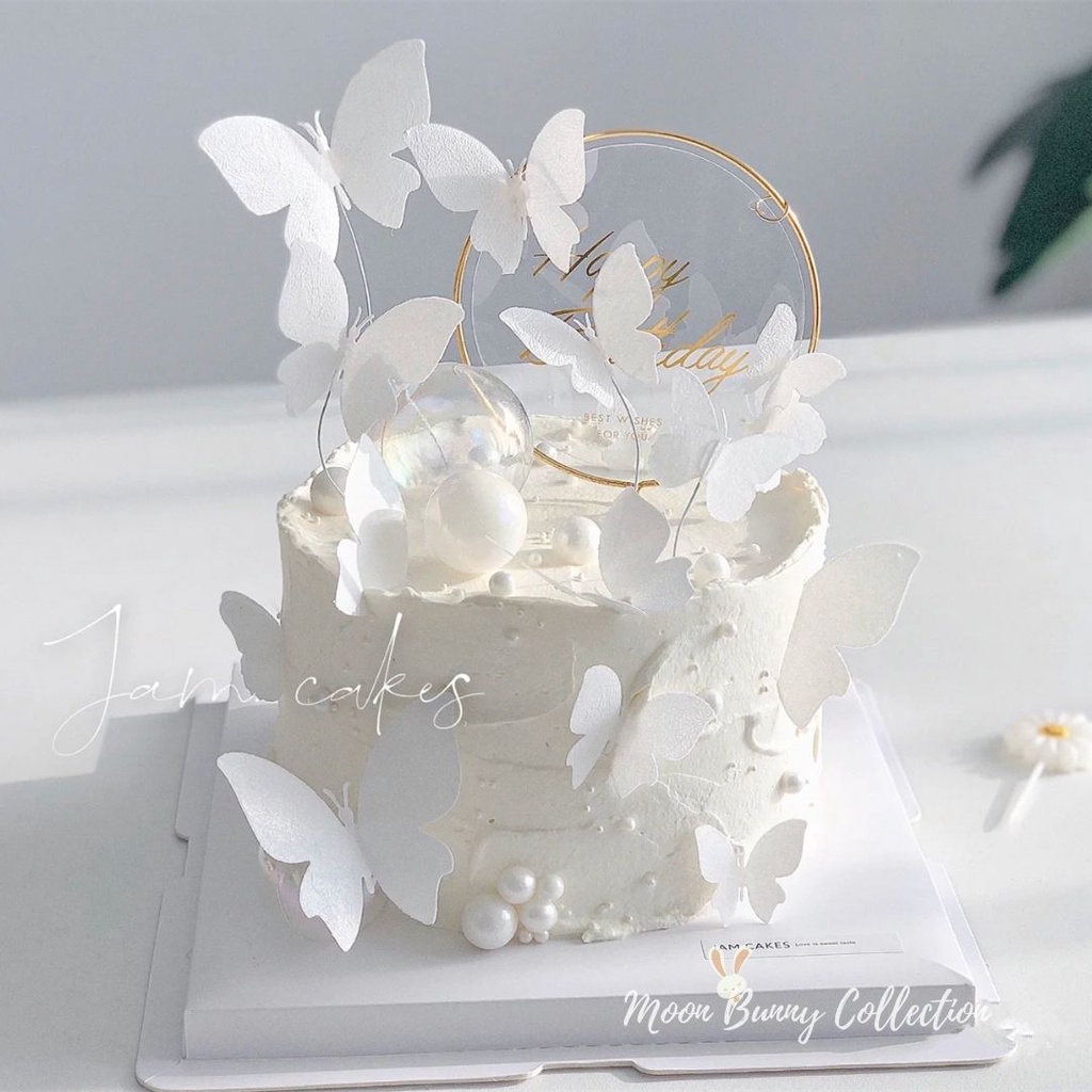 Elegant White Butterfly Cake Decoration White Butterfly Topper Birthday ...